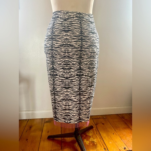 Skirts | Zebra Print Animal Print Pencil Skirt With Pink Beaded Trim ...